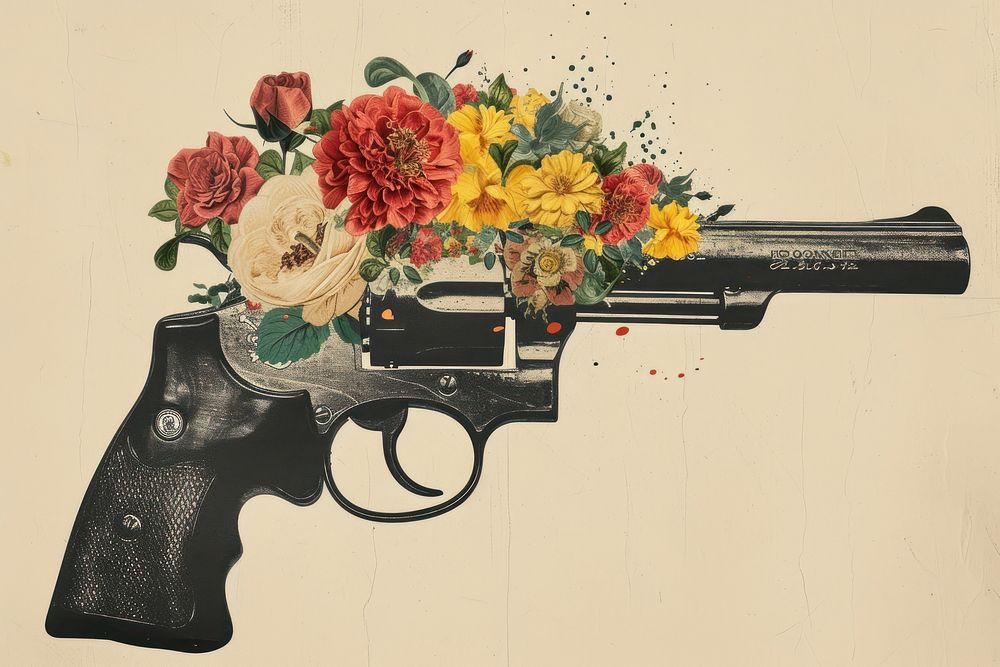Flower gun art handgun. | Premium Photo Illustration - rawpixel
