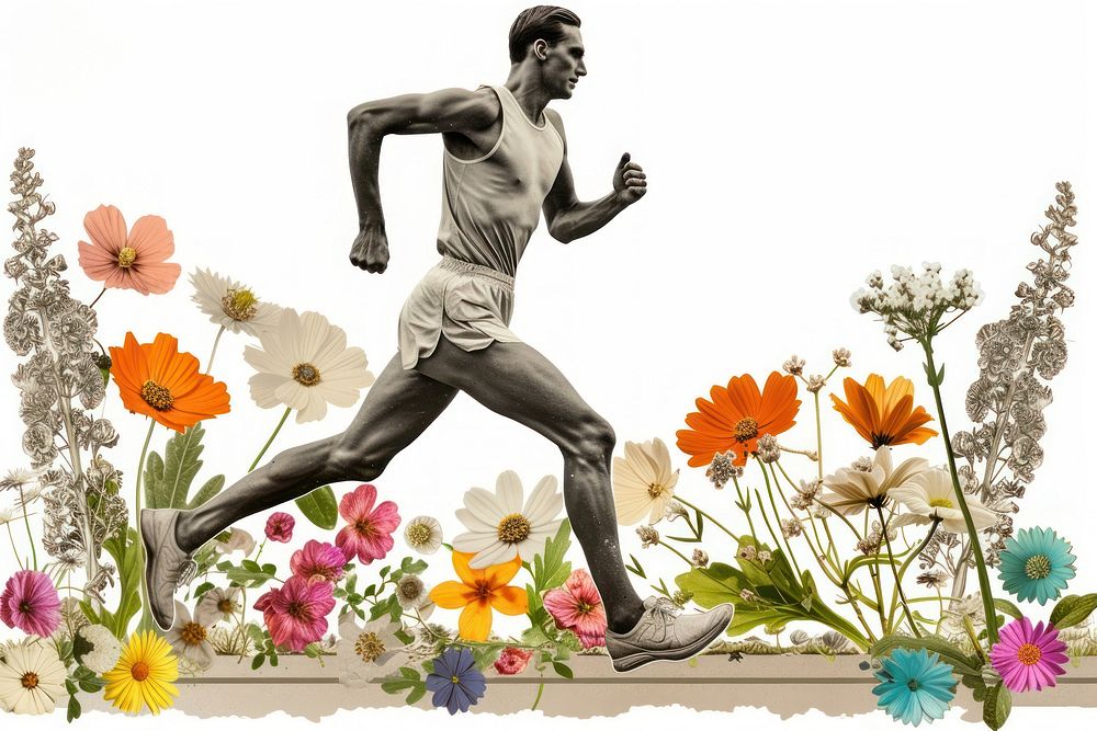 Paper collage marathon flower art | Free Photo Illustration - rawpixel