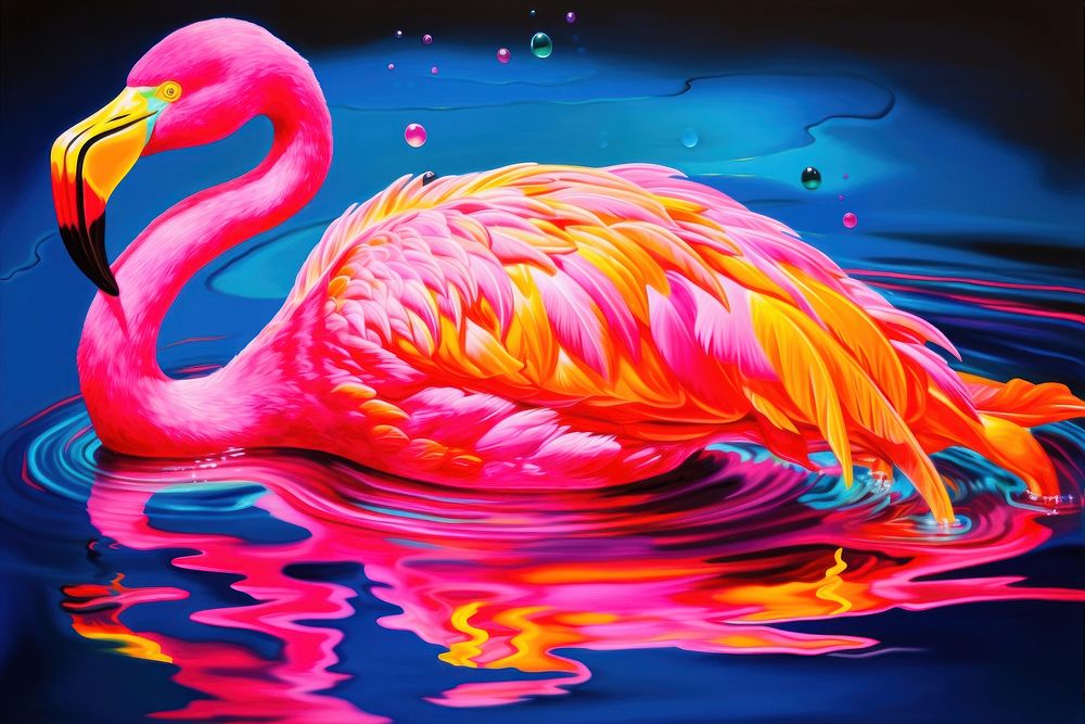 A flamingo outdoors animal yellow | Free Photo Illustration - rawpixel