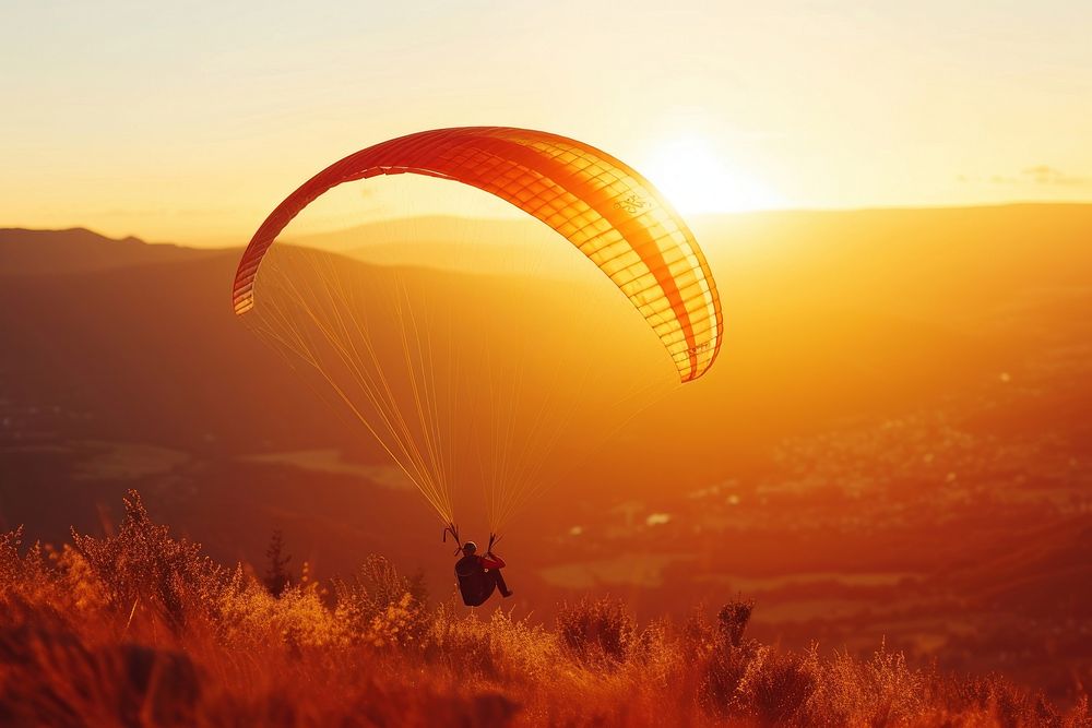 Paraglider flying paragliding recreation adventure. | Premium Photo ...