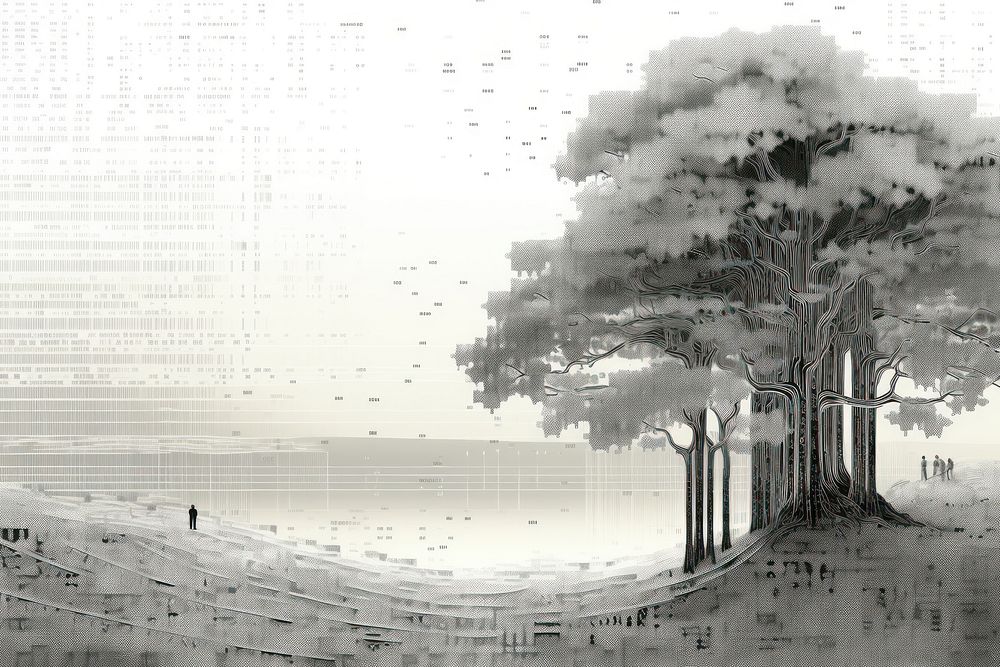 Ascii Landscape drawing sketch plant | Free Photo Illustration - rawpixel