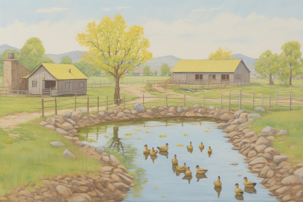 Duck farm architecture landscape building. | Free Photo Illustration ...