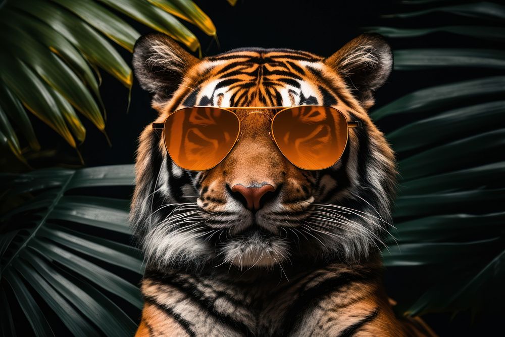 Tiger sunglasses wildlife animal mammal. | Free Photo - rawpixel