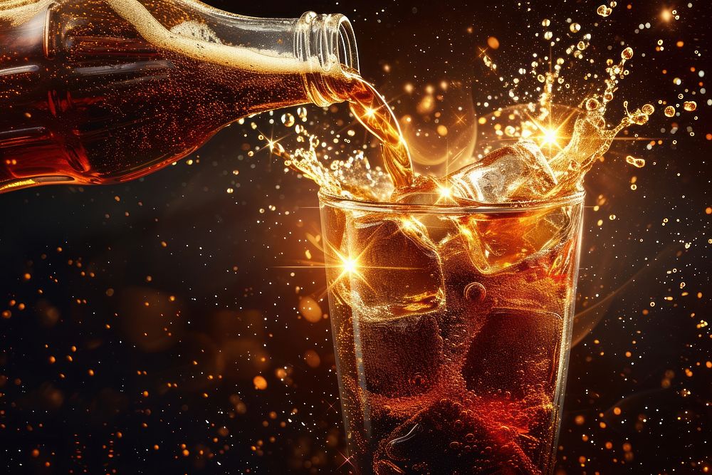 Pouring cola bottle glass splashing | Free Photo Illustration - rawpixel