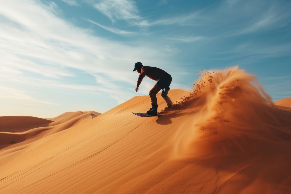 Tourist Sandboarding man Desert desert | Premium Photo - rawpixel