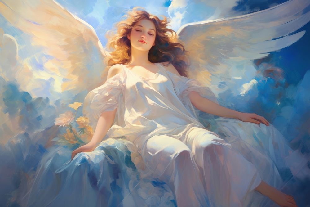Painting heaven angel blue representation. | Free Photo Illustration ...