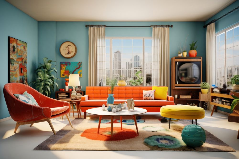 Retro living room furniture architecture | Premium Photo - rawpixel