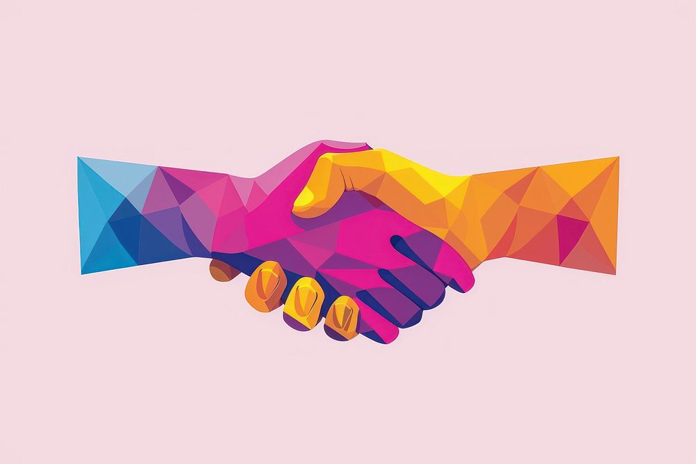 Geometric handshake togetherness creativity agreement. | Premium Photo ...