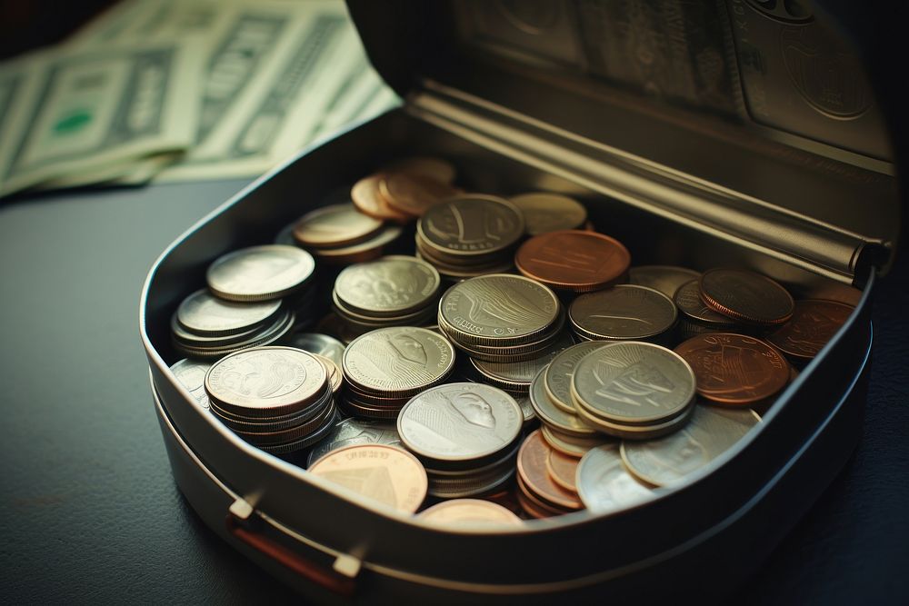 Dollar coinmoney investment medication container. | Premium Photo ...