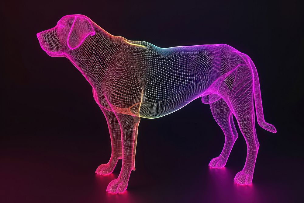 Neon dog wireframe purple light | Premium Photo Illustration - rawpixel