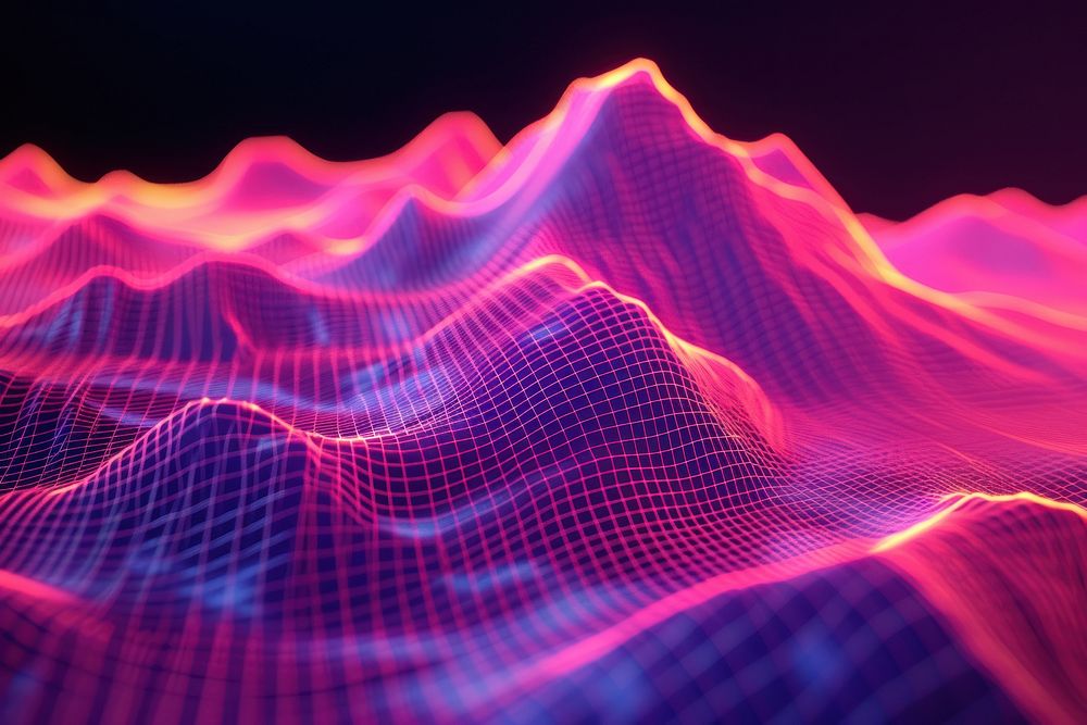 Neon mountain wireframe boder light | Premium Photo Illustration - rawpixel