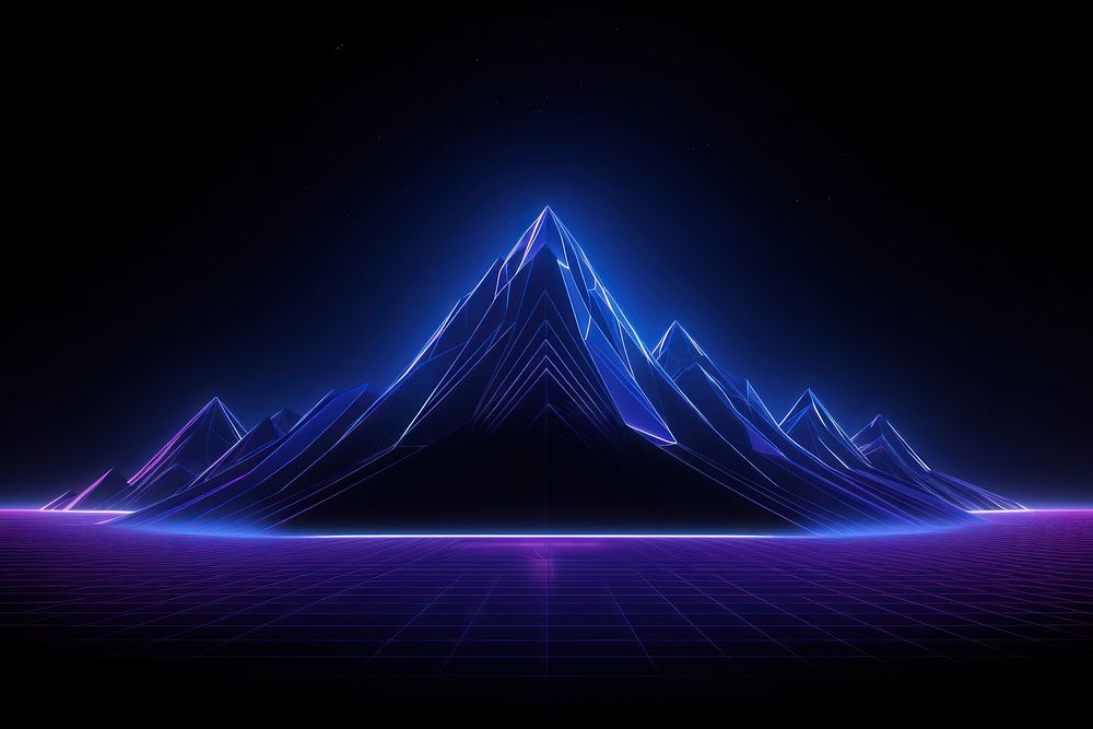 Neon mountain wireframe border light | Premium Photo Illustration ...