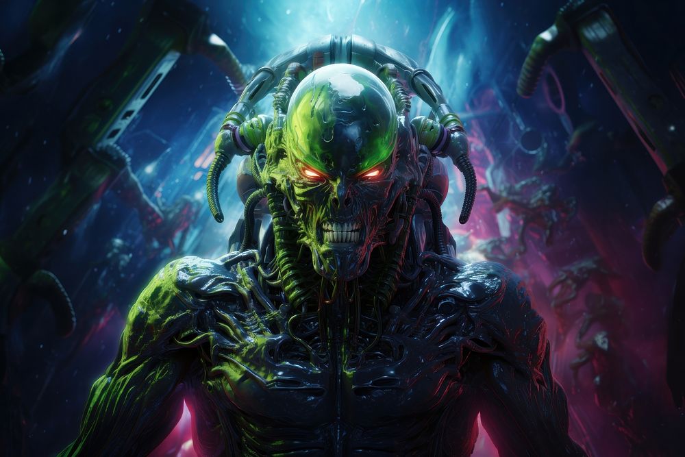 Airbrush art aliens army representation | Premium Photo Illustration ...