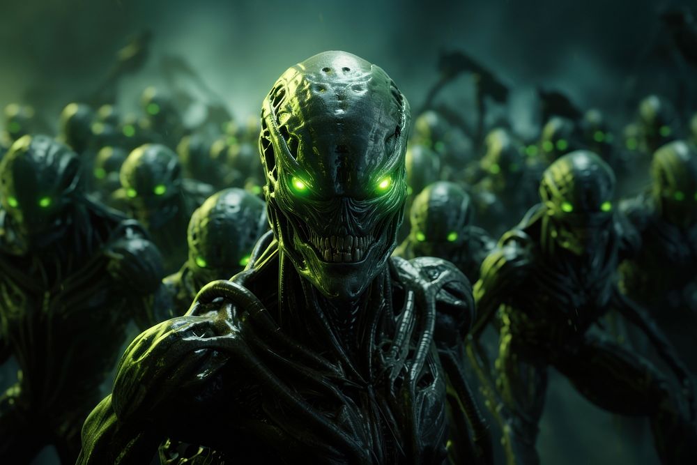 Airbrush art aliens army green | Free Photo Illustration - rawpixel