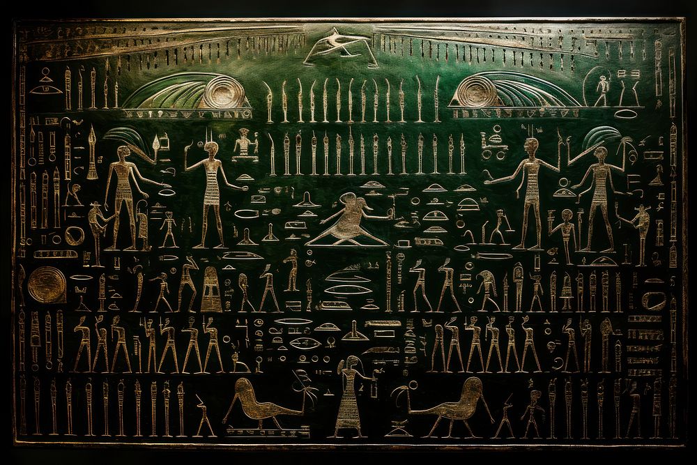 Aliens invader hieroglyphic carvings representation | Premium Photo ...