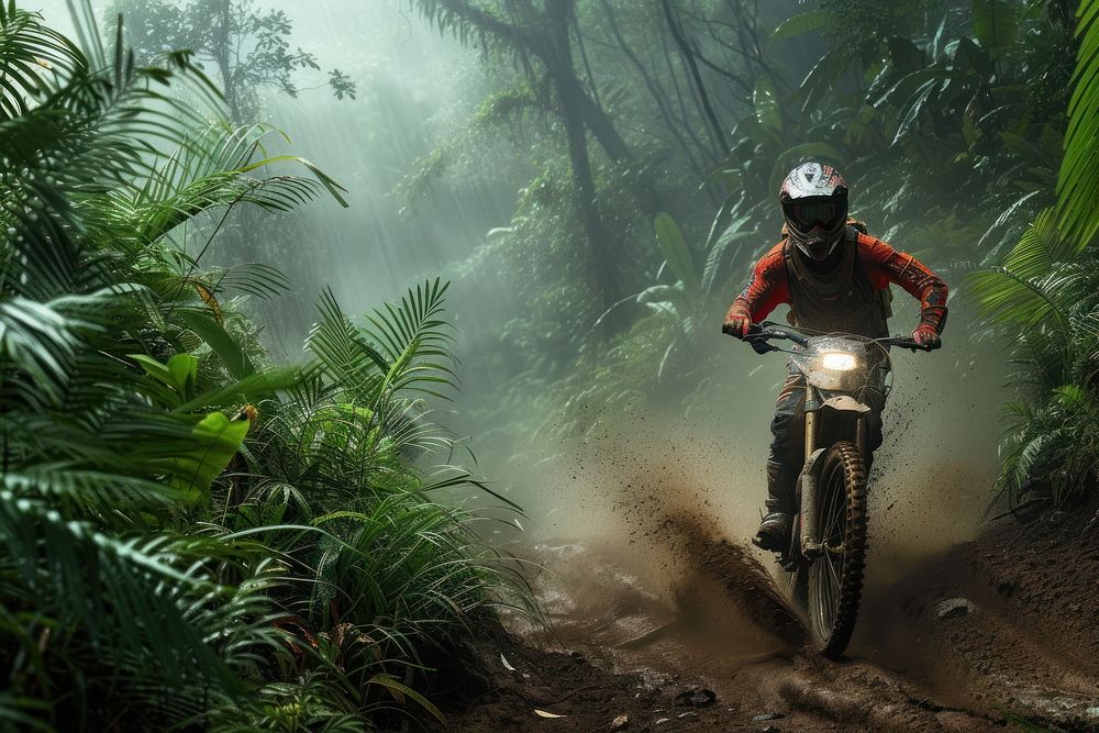Biker riding dirt bike forest | Premium Photo - rawpixel