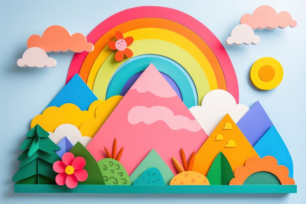 Snow mountain craft paper art | Free Photo Illustration - rawpixel