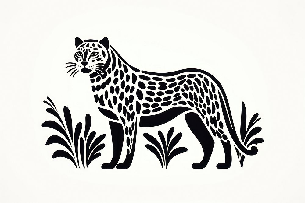 Cheetah linocut wildlife leopard animal. | Premium Photo Illustration ...