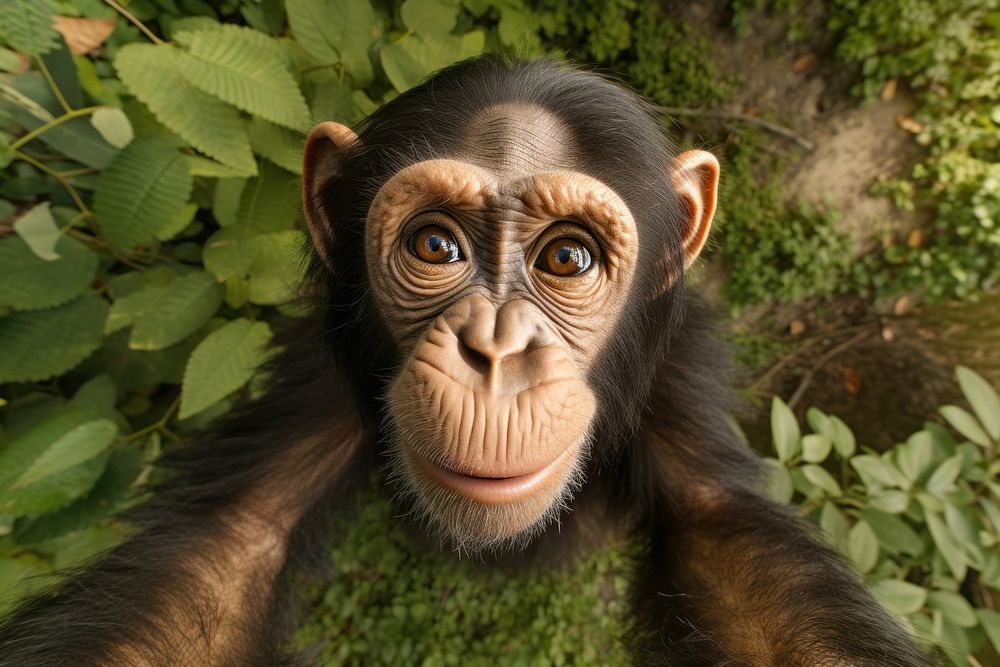 Chimpanzee looking camera animal wildlife | Premium Photo - rawpixel