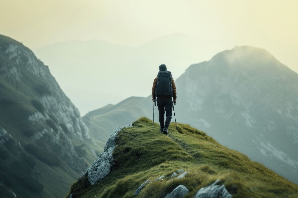 Man hiking adventure standing outdoors. | Premium Photo - rawpixel