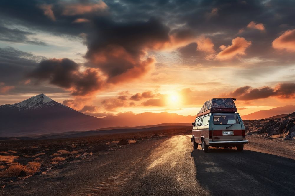 Camping van landscape vacation vehicle. | Free Photo - rawpixel