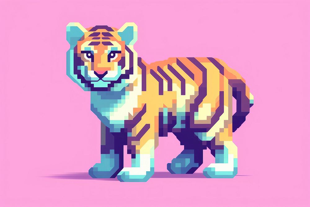 Tiger pixel wildlife animal mammal. | Premium Photo Illustration - rawpixel