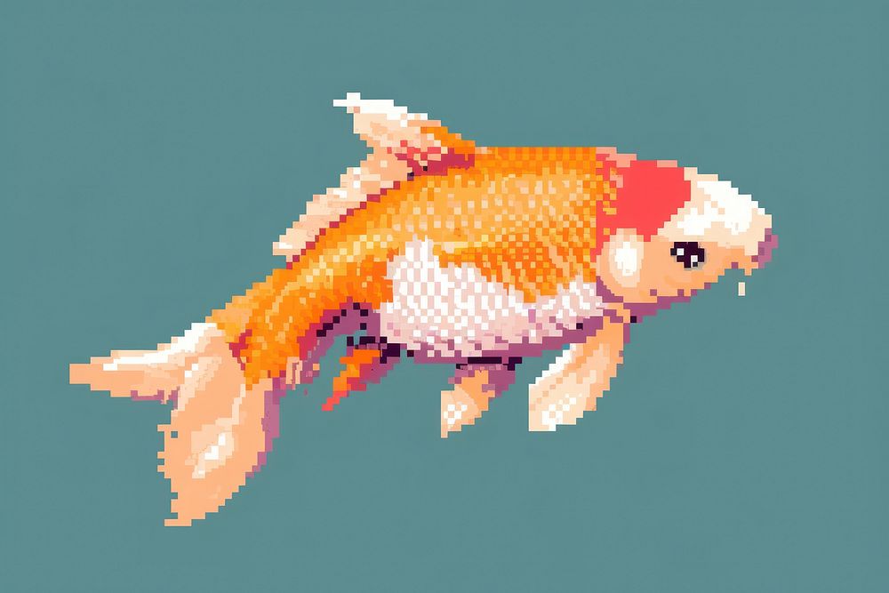Koi pixel goldfish animal underwater. | Free Photo Illustration - rawpixel