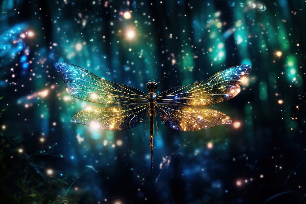 Magical glitter dragonfly firefly insect. | Premium Photo - rawpixel