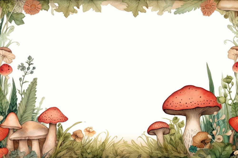 Mushroom watercolor frame fungus plant | Free Photo Illustration - rawpixel