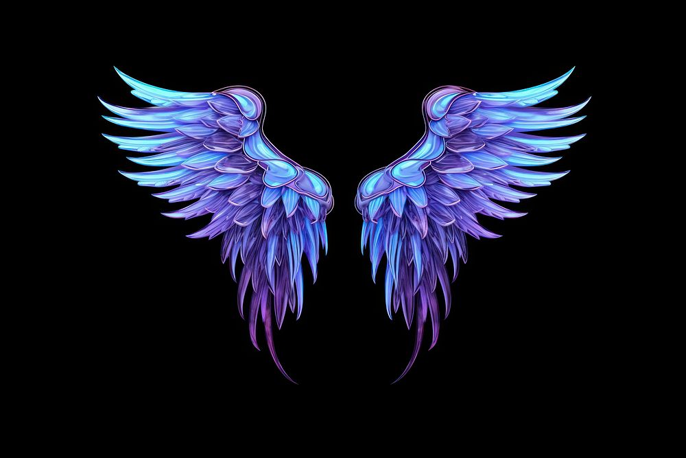 Neon angel wings violet lightweight | Premium Photo Illustration - rawpixel