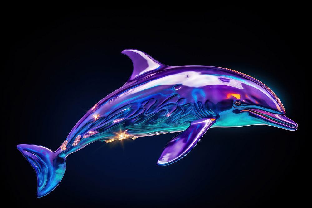 Neon dolphin animal mammal fish. | Premium Photo Illustration - rawpixel