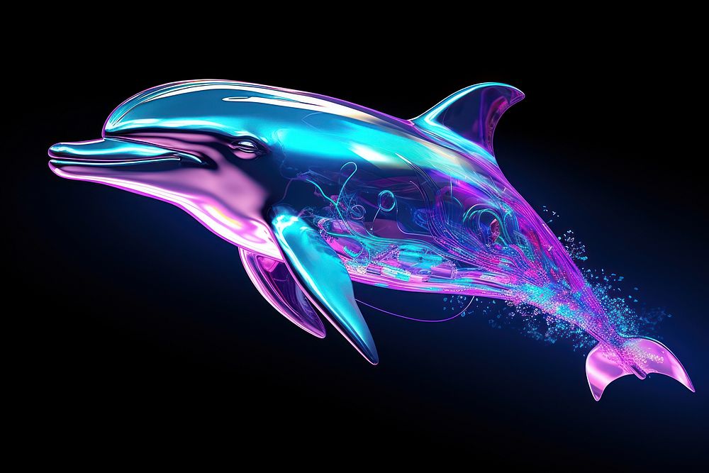 Neon dolphin animal mammal fish. | Premium Photo Illustration - rawpixel