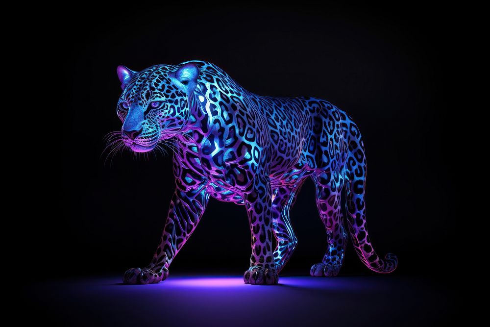 Neon full body leopard wildlife | Premium Photo Illustration - rawpixel