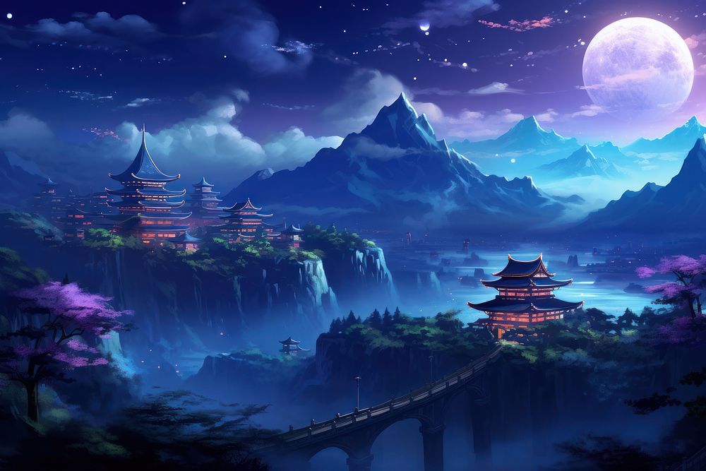 Neon Japanese citry landscape outdoors | Free Photo Illustration - rawpixel