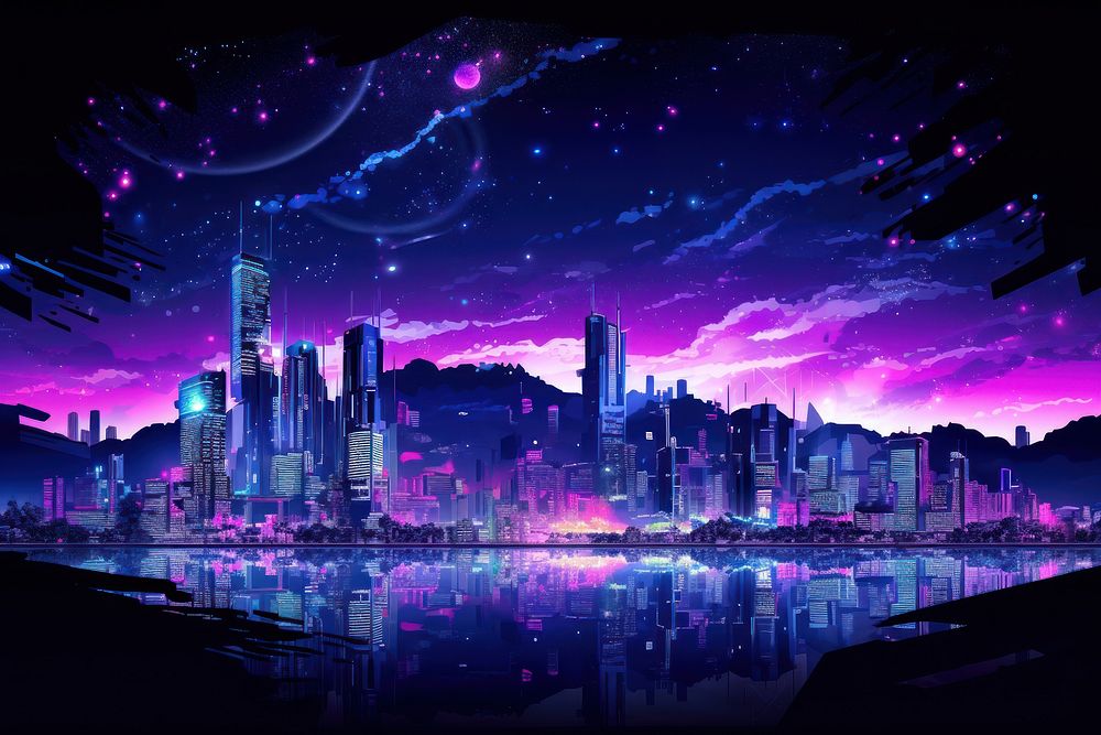 Neon Japanese simple city architecture | Premium Photo Illustration ...