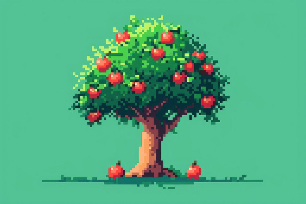 Apple tree cut pixel graphics | Free Photo Illustration - rawpixel