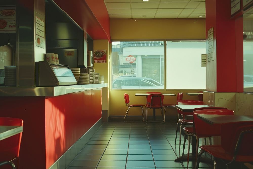 Fast food restaurant furniture table. | Free Photo - rawpixel