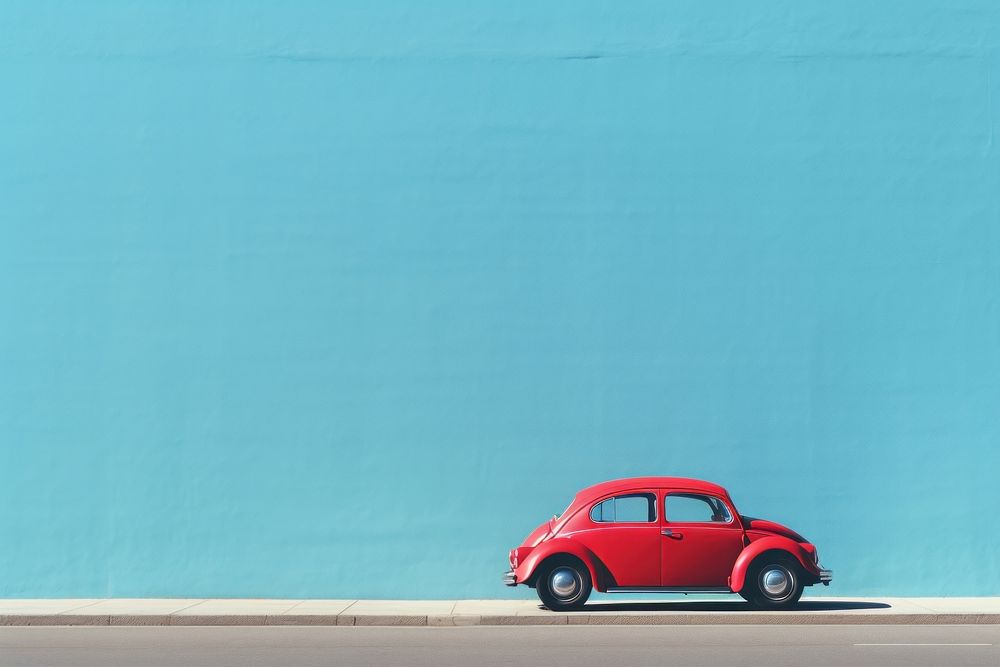 Red car blue wall architecture | Free Photo - rawpixel