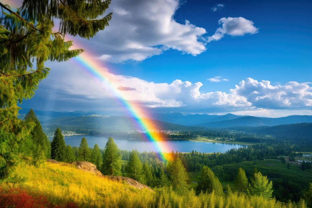 Nature landscape rainbow panoramic outdoors. | Free Photo - rawpixel