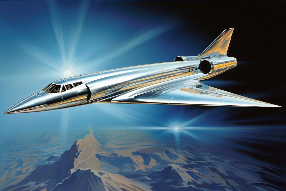 Silver supersonic jet plane airplane | Premium Photo Illustration ...