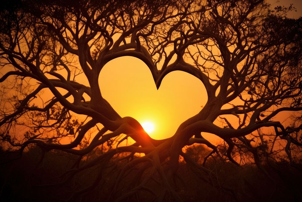 Heart-shaped tree silhouette formed sunset | Premium Photo - rawpixel