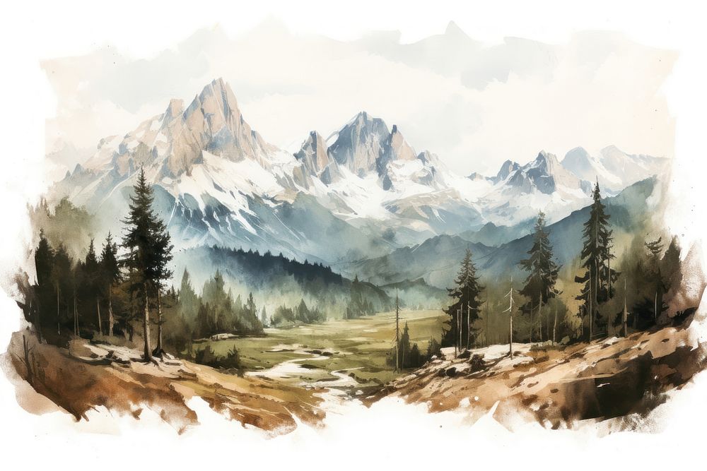 Painting wilderness landscape panoramic. | Premium Photo Illustration ...