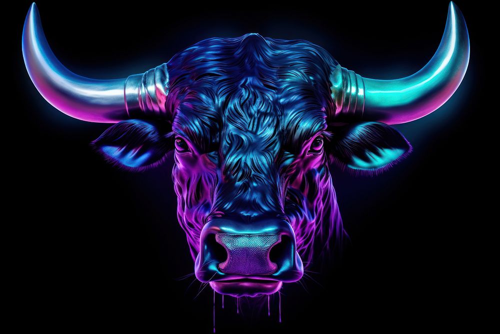 Neon bull livestock cattle animal. | Free Photo Illustration - rawpixel