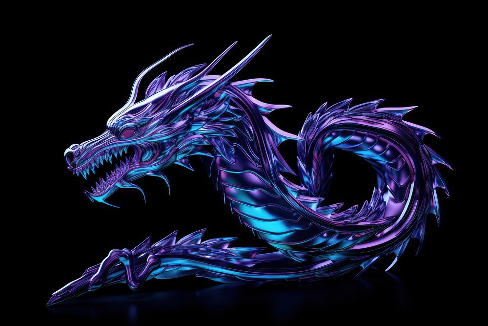 Neon dragon illuminated creativity futuristic. | Premium Photo ...