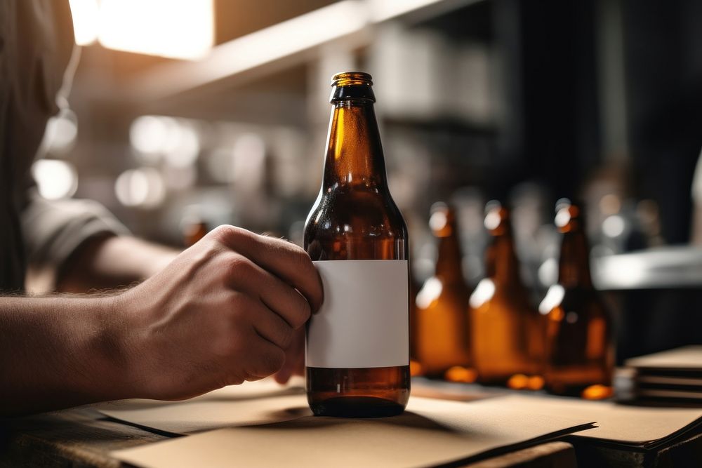 Hand putting label sticker bottle | Free Photo - rawpixel