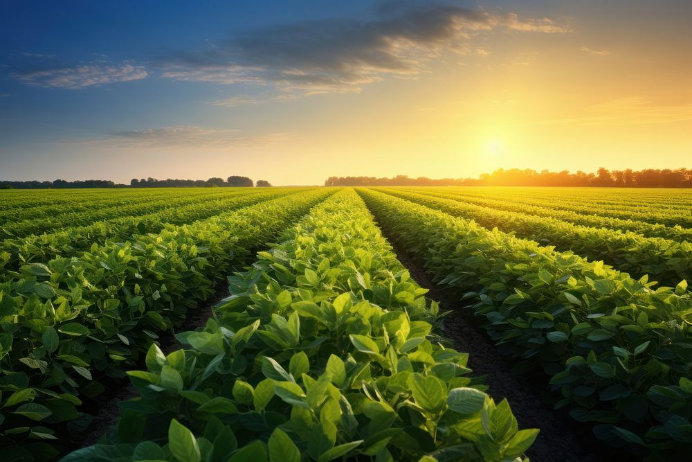 Lush green fields at sunset | Free Photo - rawpixel