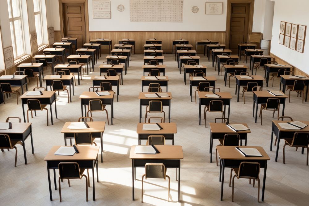 Classroom desk architecture furniture. | Free Photo - rawpixel