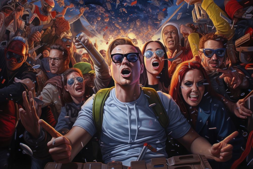 Poster glasses shouting portrait. | Free Photo Illustration - rawpixel