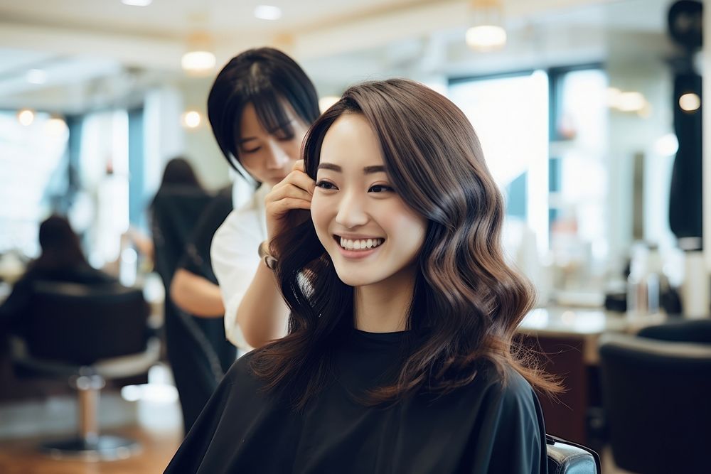 Hairdresser styling hair hairdresser customer | Free Photo - rawpixel