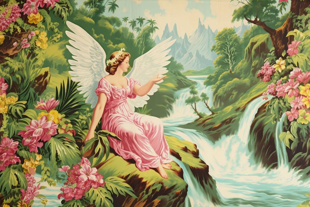 Hawaiian angel haven outdoors pattern | Premium Photo Illustration ...